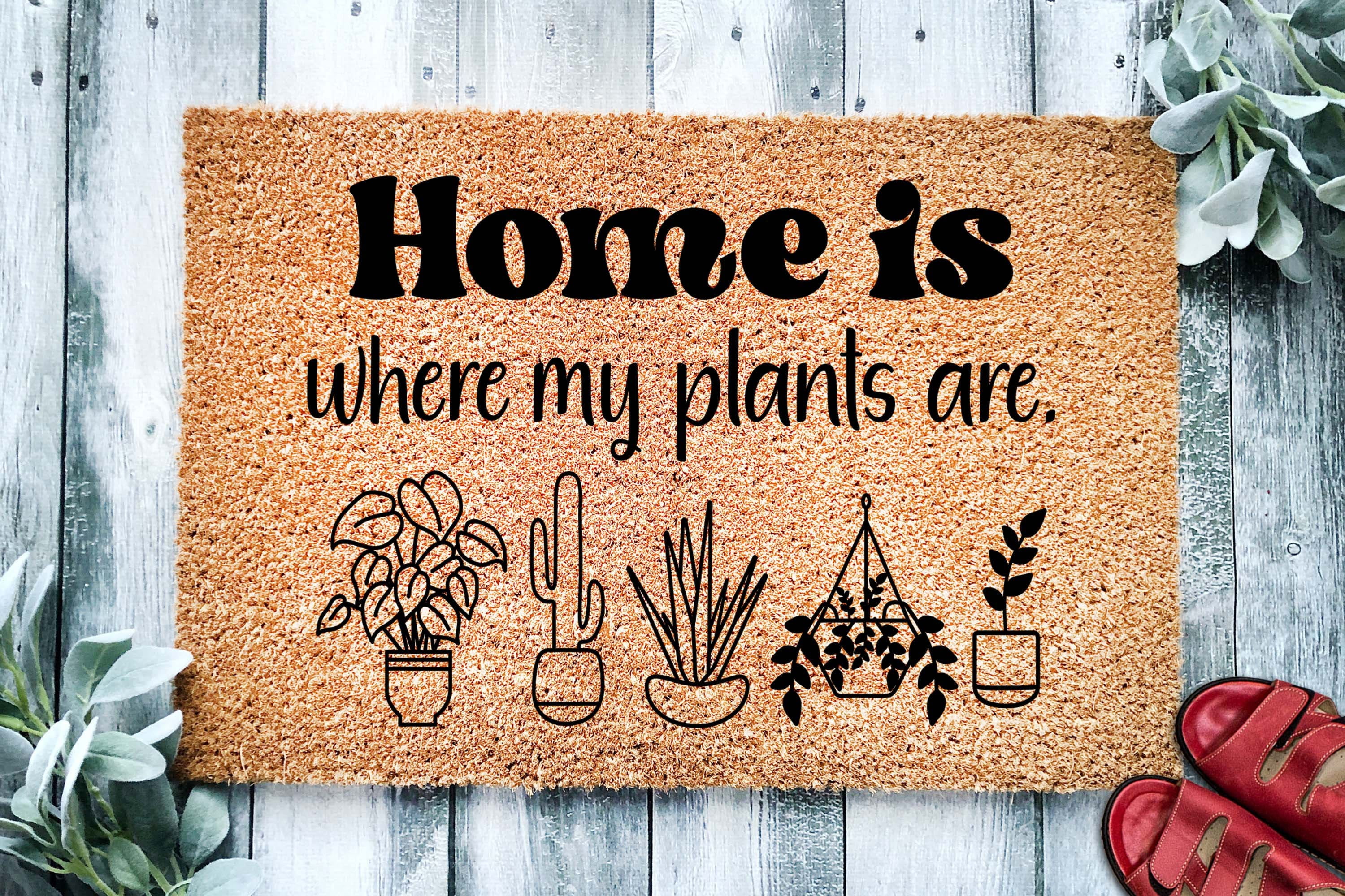 Home is Where My Plants Are Doormat | Welcome Mat | Houseplant Door Mat ...