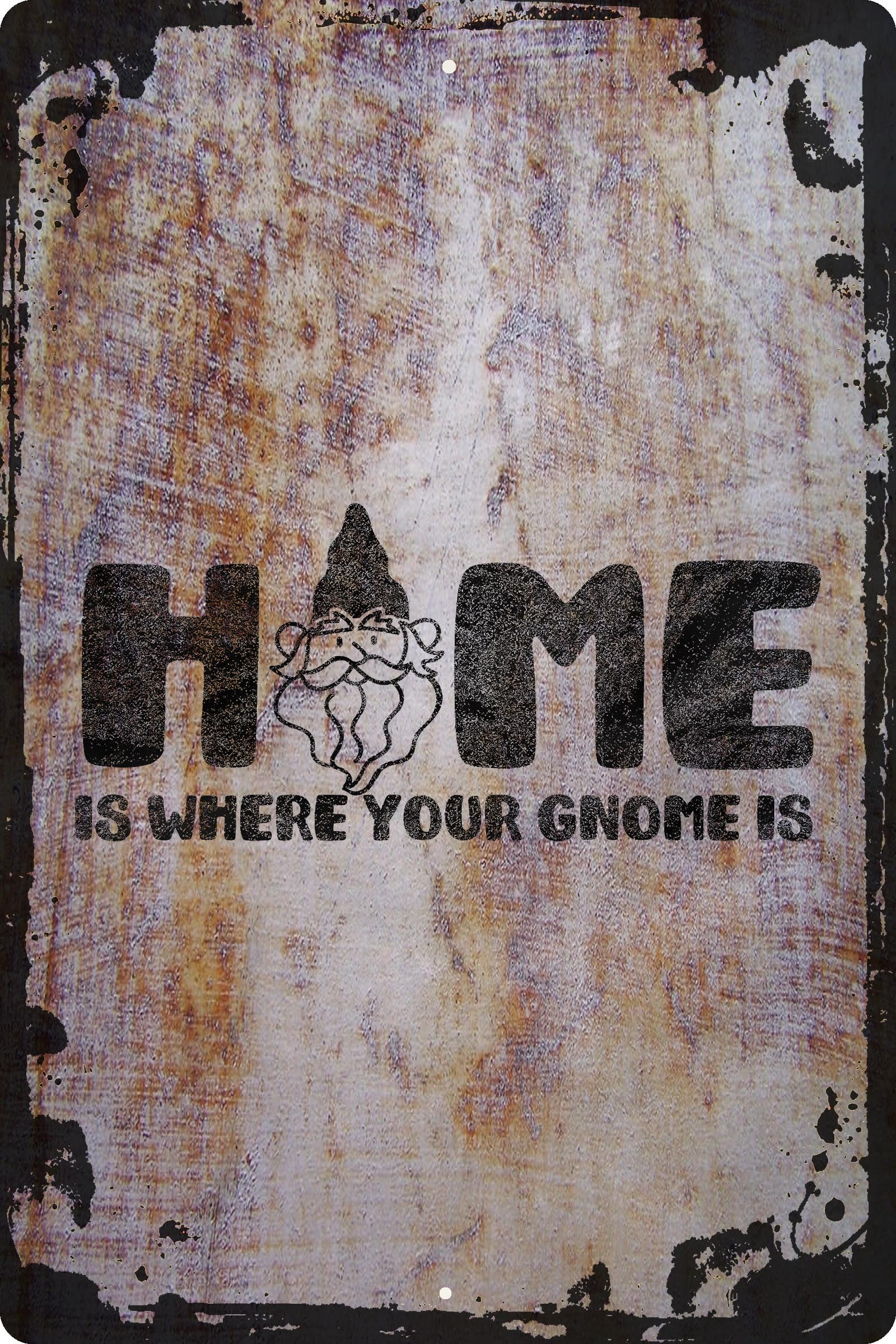 Home is where your gnome is funny decorationBeige Wall Art Decor Funny ...
