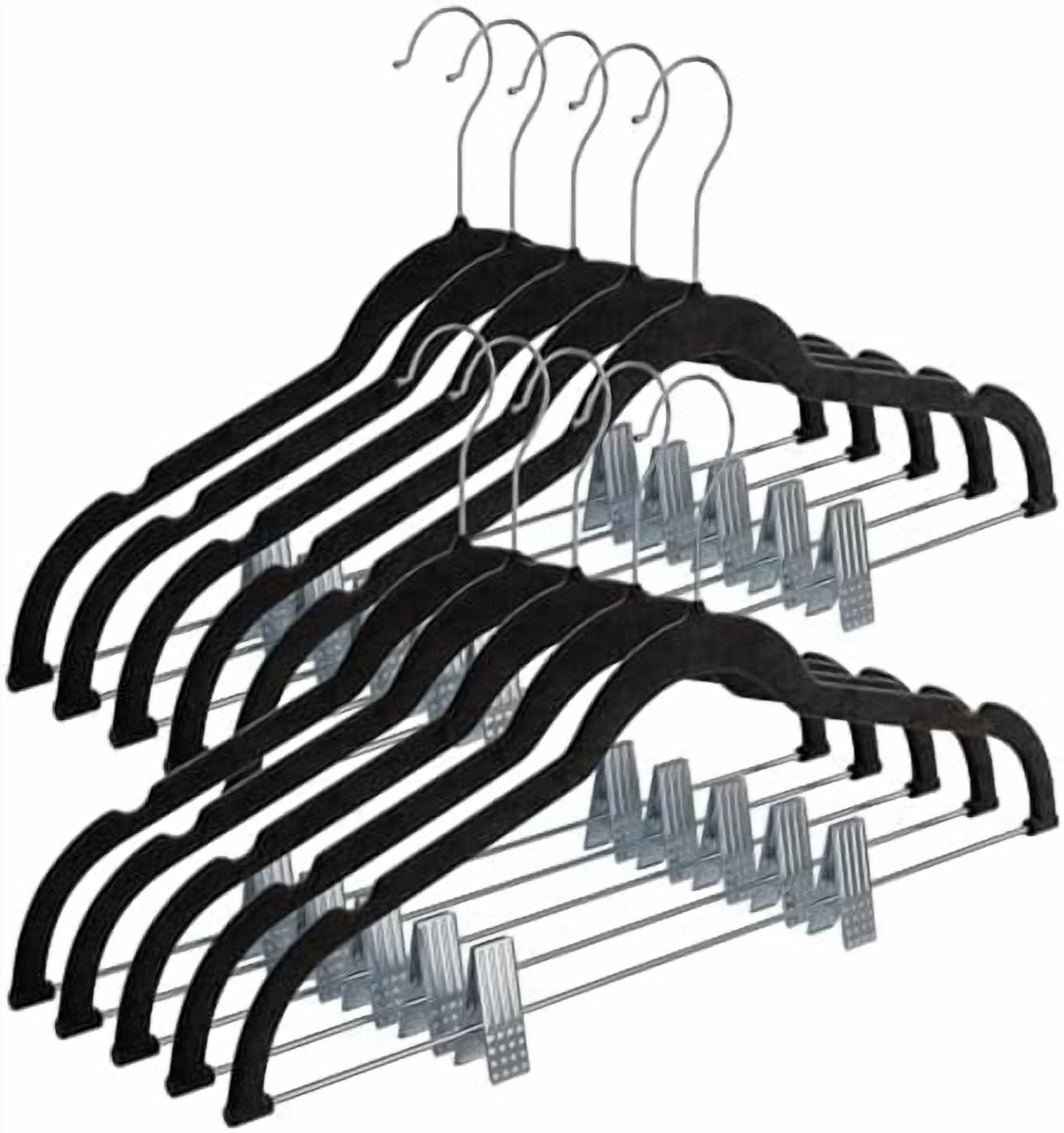 Home-it Pants Hangers With Clips 10 Pack - Black Velvet Non Slip Space ...
