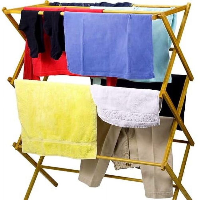 Home-it Wooden Clothes Drying Rack for Laundry - Collapsible Folding ...
