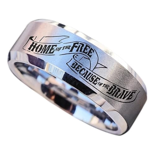 Home of the Free Wedding Band Patriotic Flag Ring American Flag ...