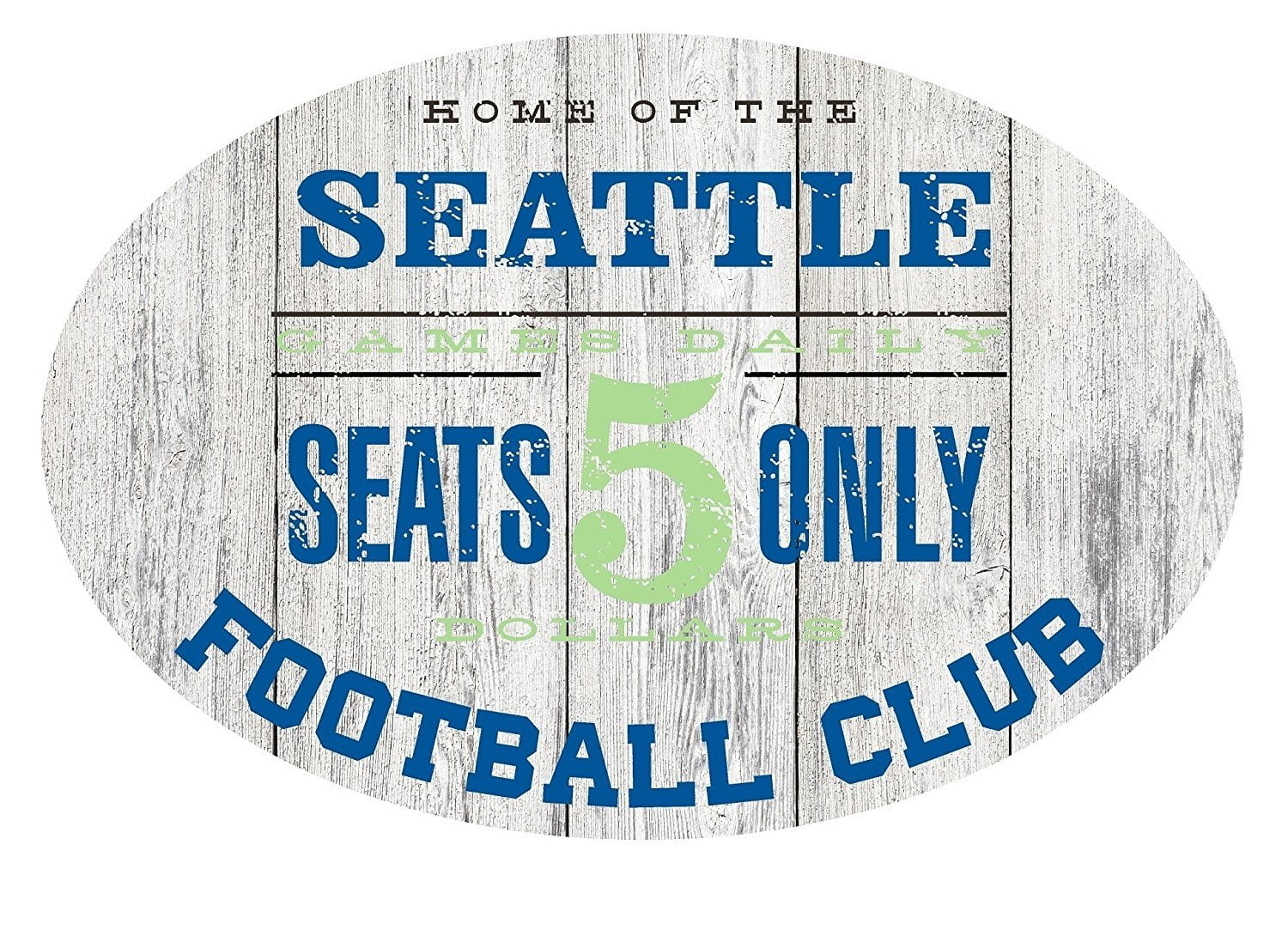Home of the Seattle Football Club Metal Sign Blue/Green - Oval 12" x 8 ...