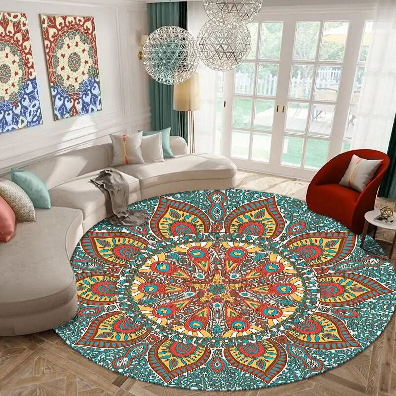 Home rative Round Carpet Soft Fashion Area Rugs Bedroom Anti-slip Floor ...