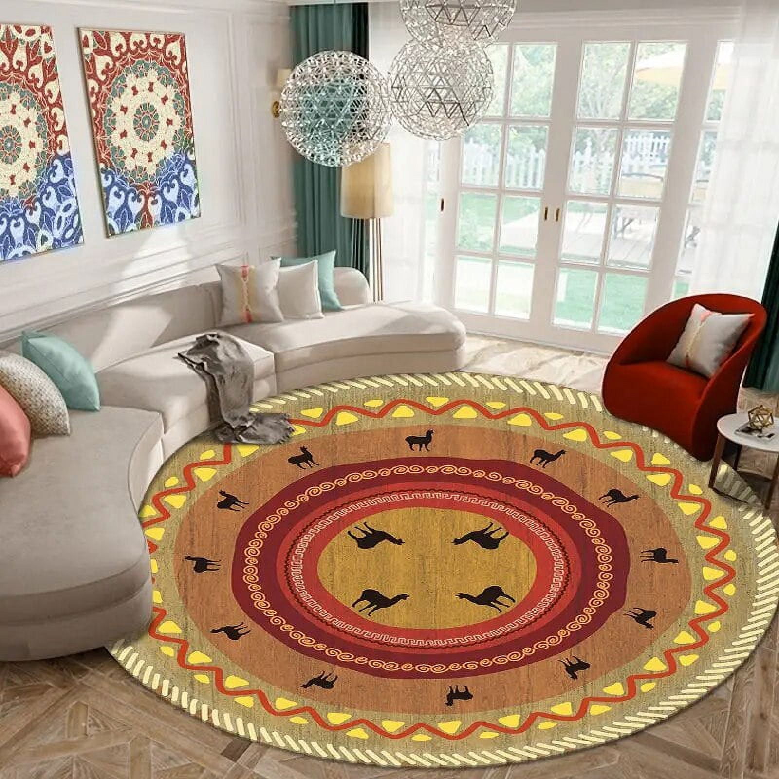 Home rative Round Carpet Soft Fashion Area Rugs Bedroom Anti-slip Floor ...