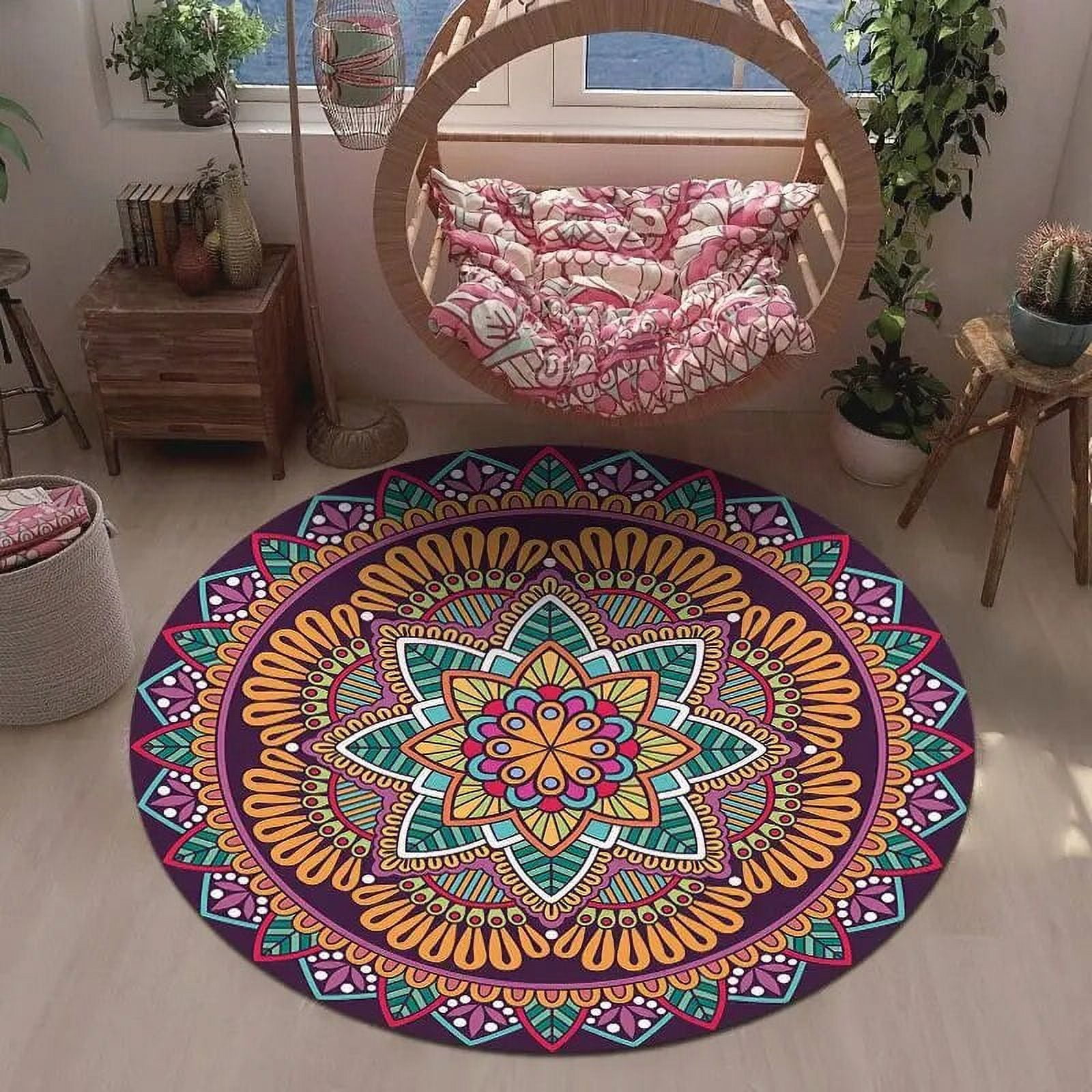 Home rative Round Carpet Soft Fashion Area Rugs Bedroom Anti-slip Floor ...