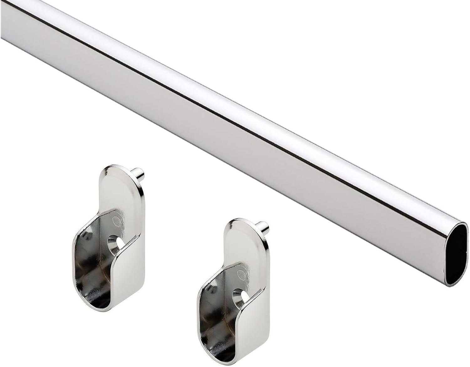 Home750-Chrome Oval Closet Rod Set With Chrome Rod End Supports. CUSTOM ...