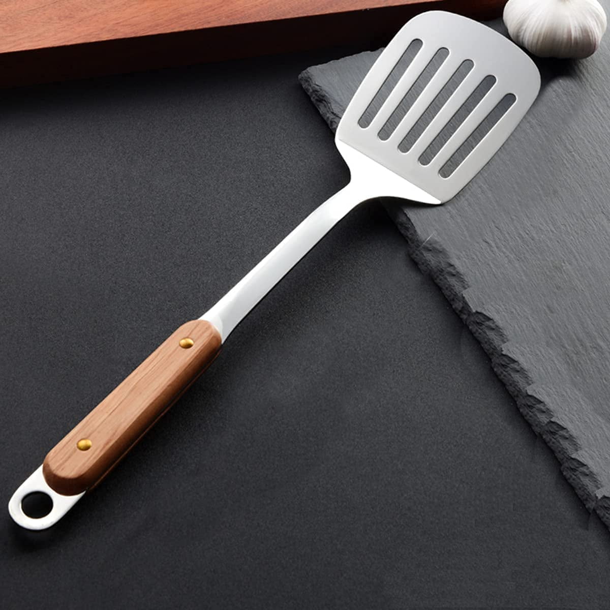 HomeAra 1 PCS Slotted Stainless Steel Spatula with Best Wood Grip Best ...