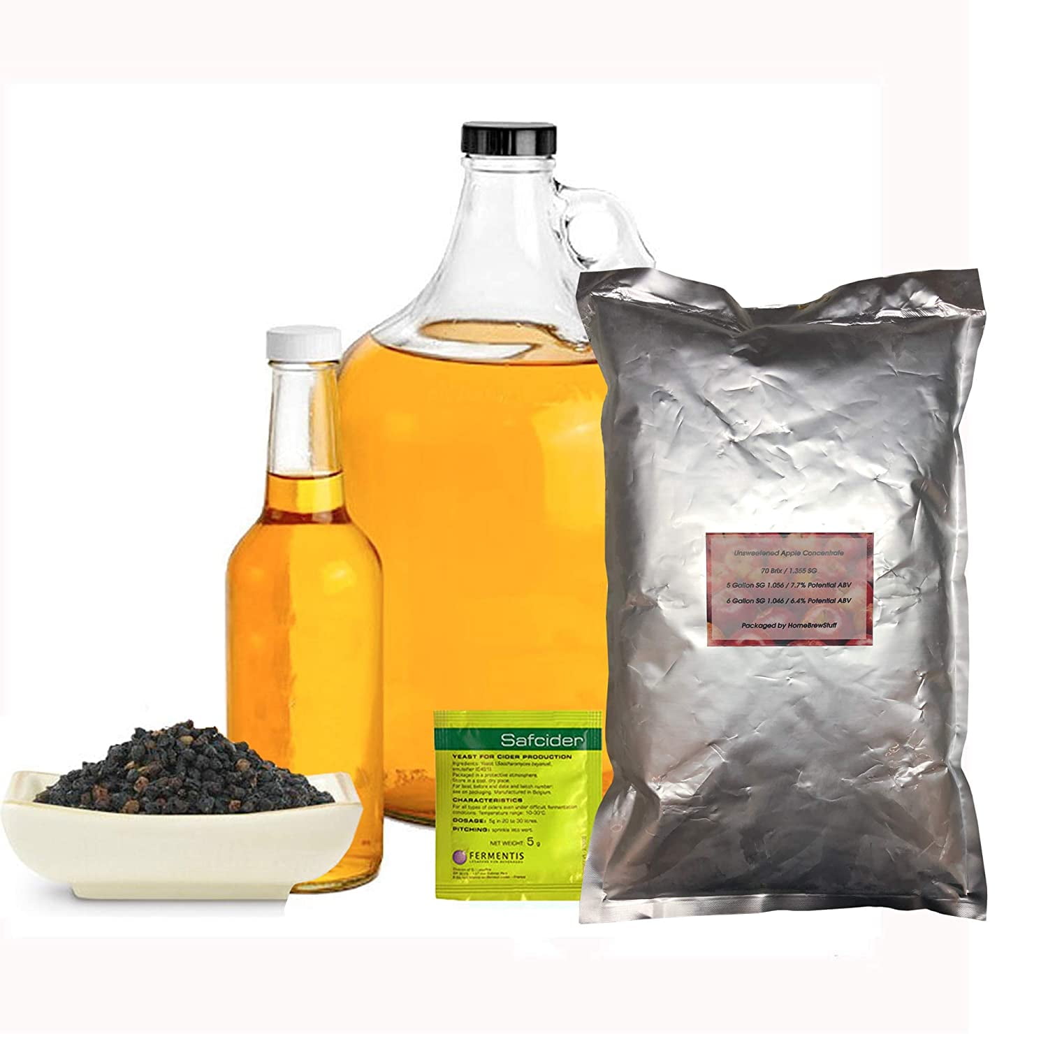 HomeBrewStuff 5 Gallon Hard Cider 100% Apple Juice Concentrate Recipe ...