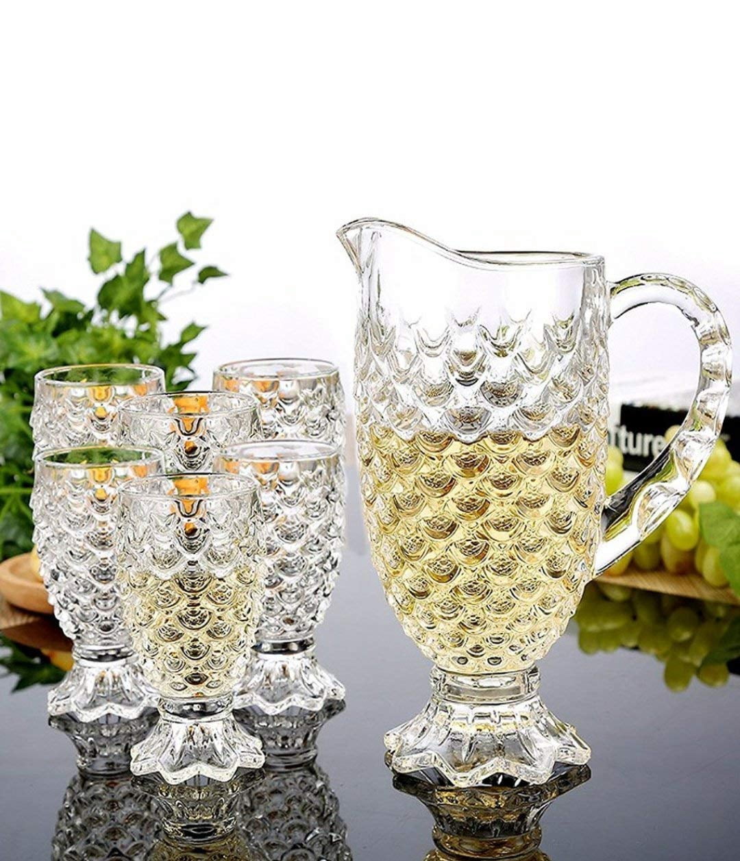 HomeCart Crystal Pineapple Shape Lemon Set of 7 Pirces 1 Crystal jug 15 ...