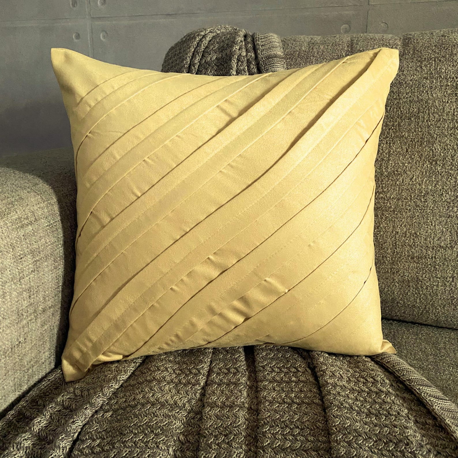The HomeCentric Butter Yellow Pillow Shams, Textured Pintucks Solid ...