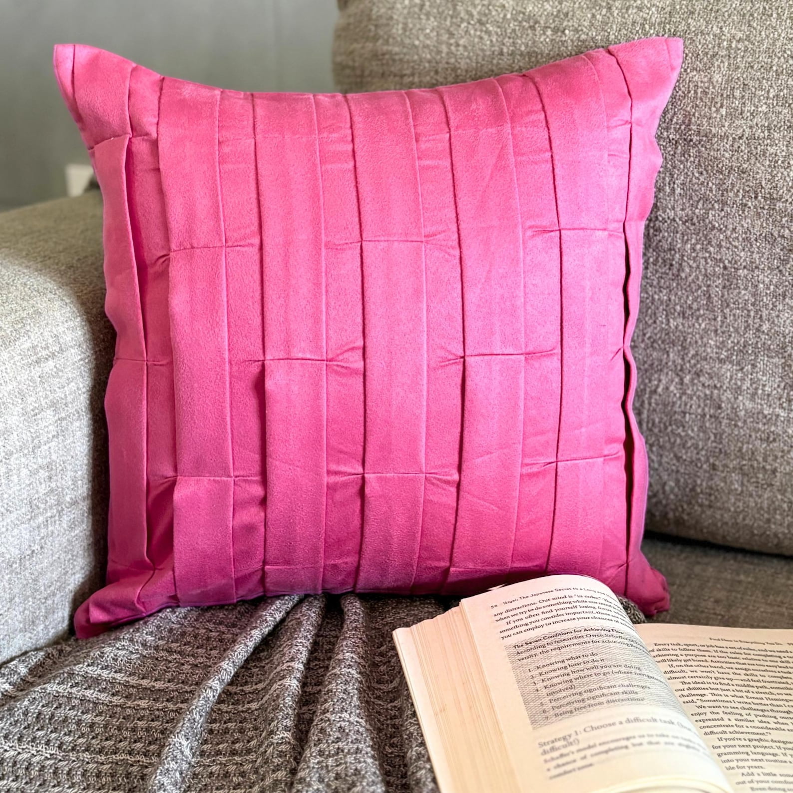 The HomeCentric Cushion Covers Fuchsia Pink Shams Textured Pintucks ...