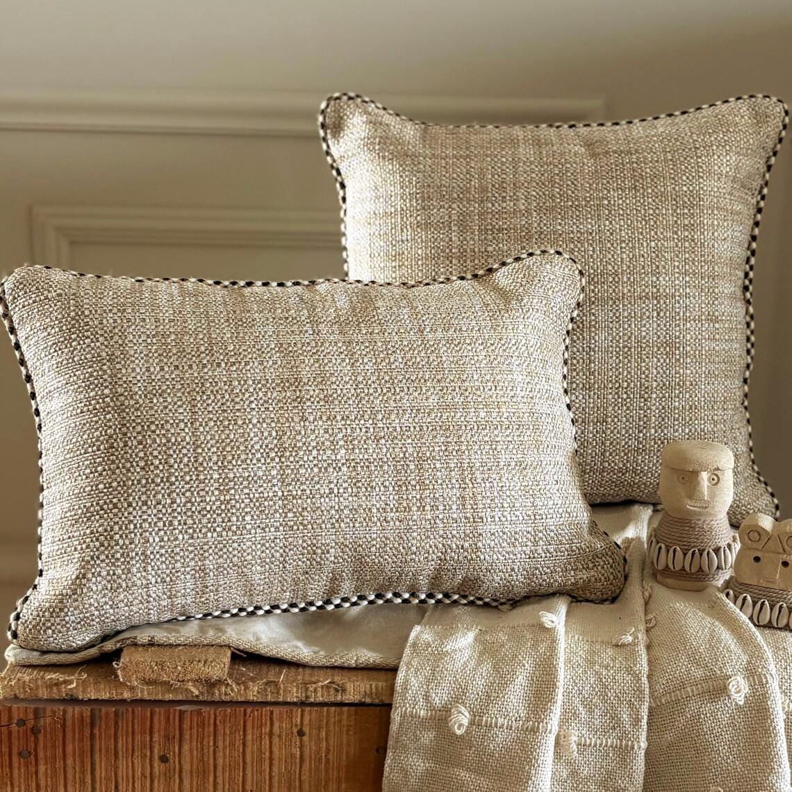The HomeCentric Decorative Beige 24"x24" (60x60 cm) Pillow Cases, Jute ...