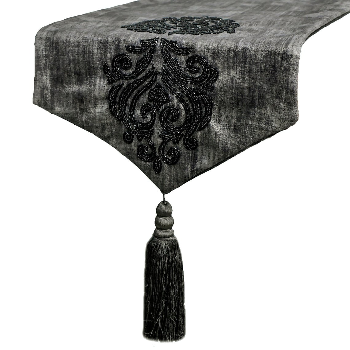 The HomeCentric Decorative Grey Table Runner 8 - 10 Seater Table Runner ...