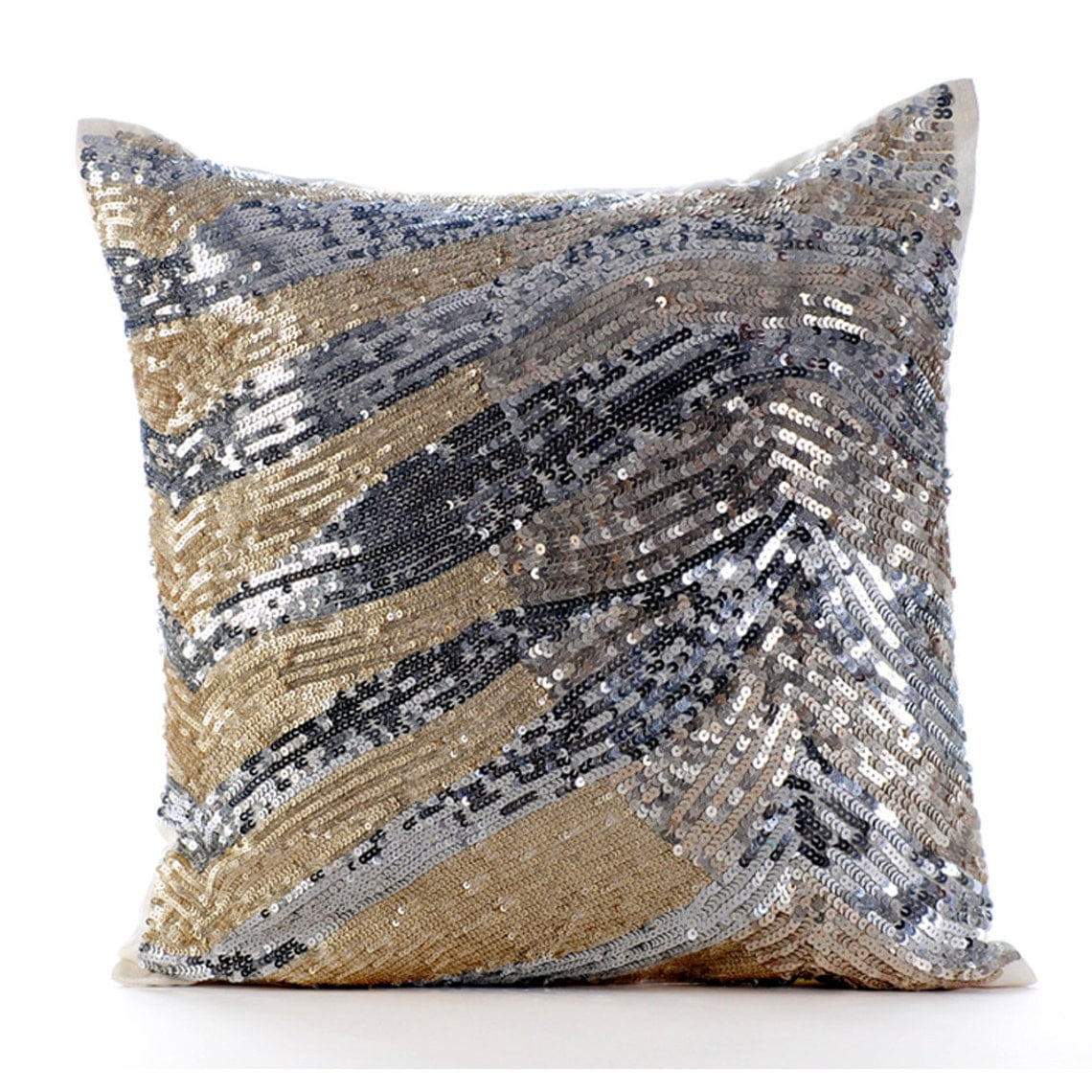 The HomeCentric Gold Cushion Cover Metallic Sequins Sparkly Glitter ...