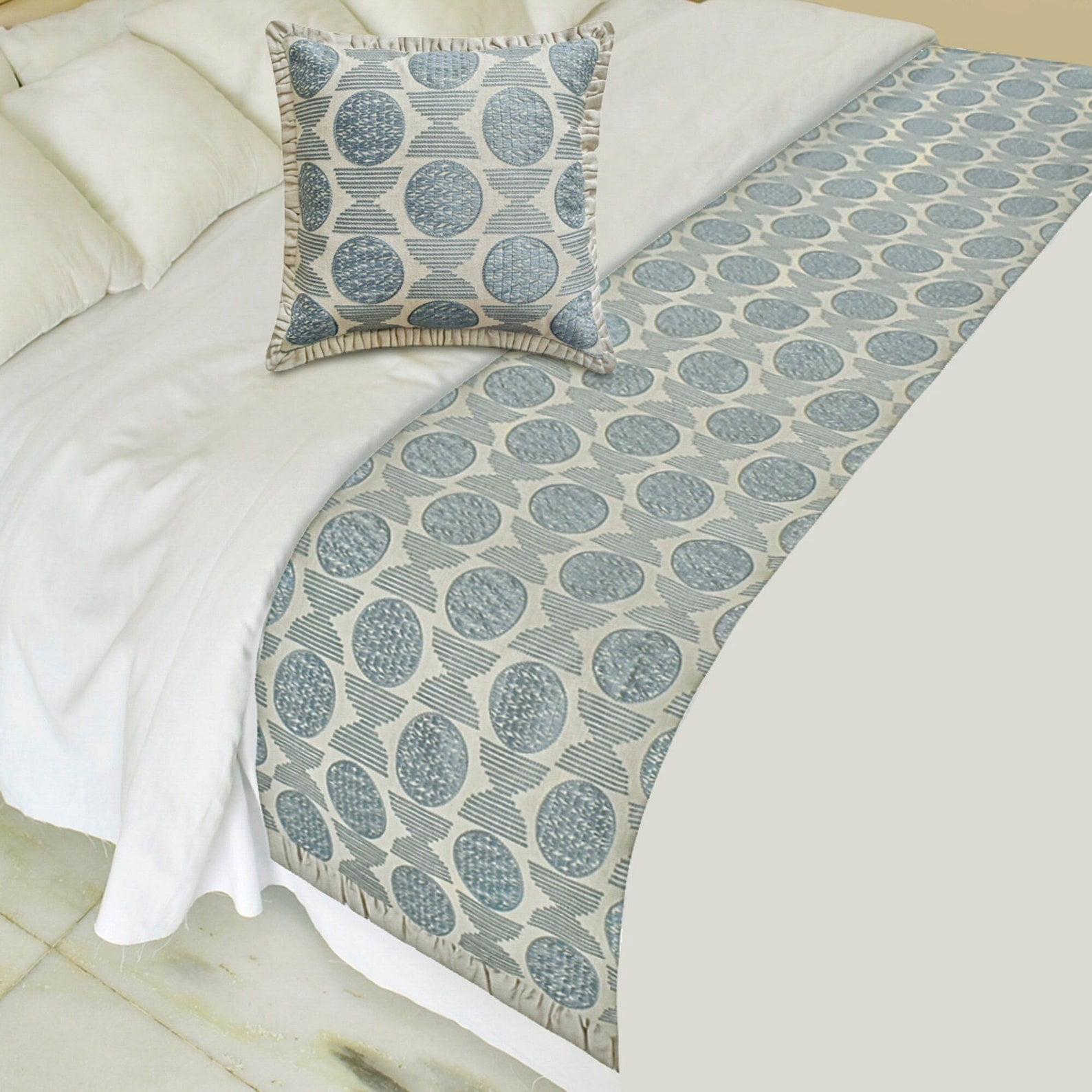 The HomeCentric King / Queen / Twin Blue Decorative Bed Runner Queen 74 ...