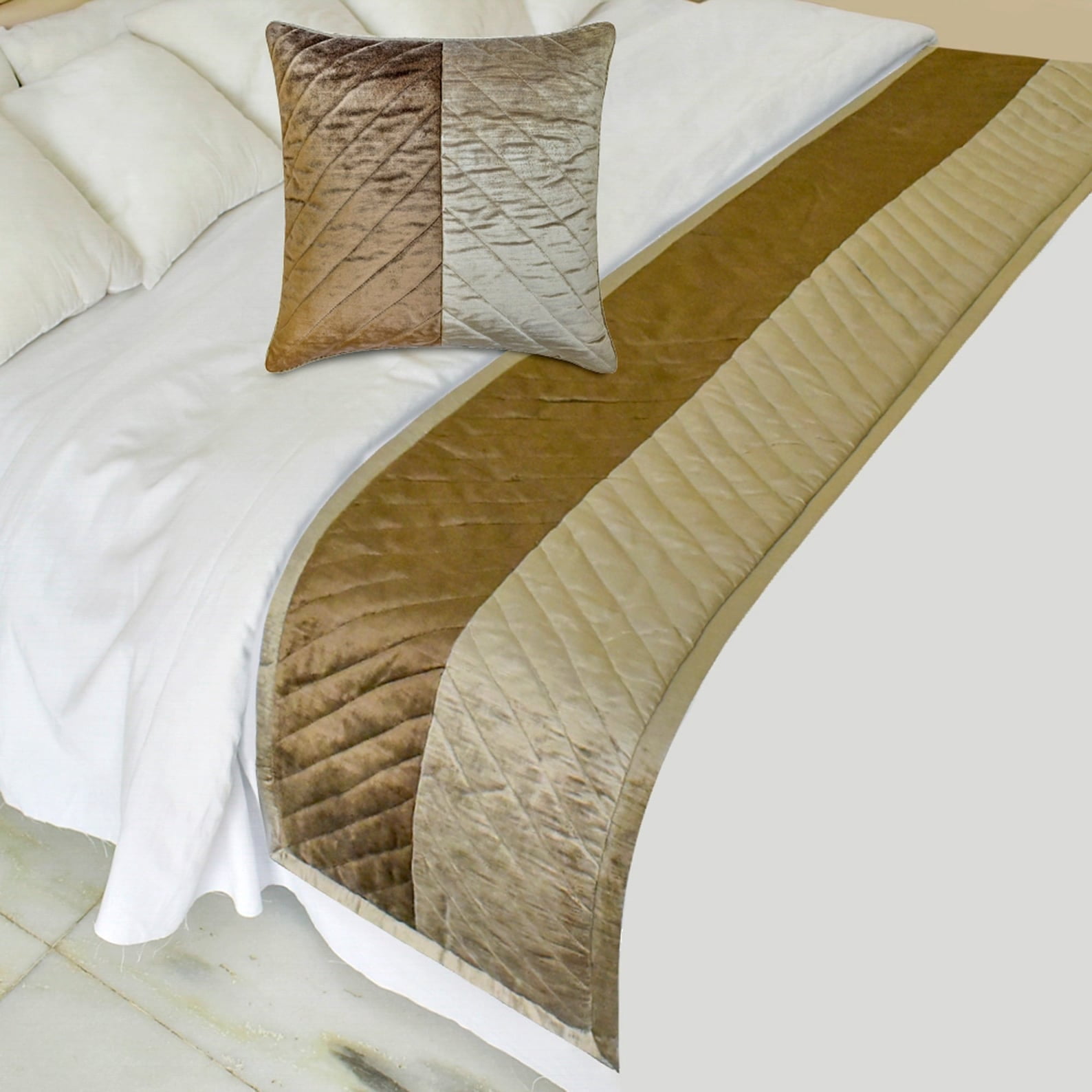 The HomeCentric King / Queen / Twin Brown Decorative Bed Runner Full 68 ...