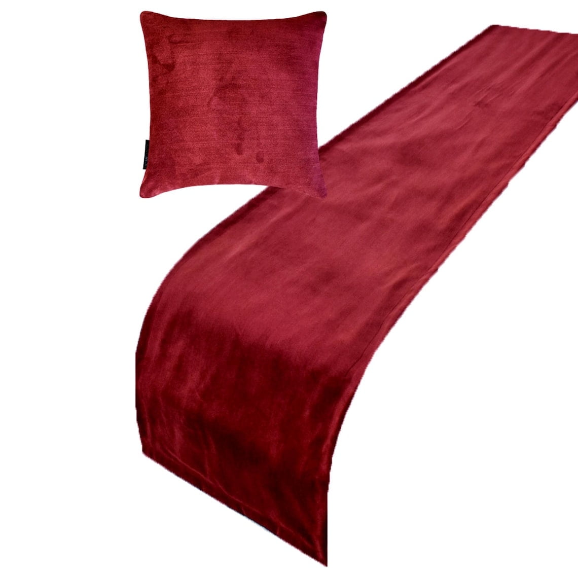 The HomeCentric King / Queen / Twin Burgundy Decorative Bed Runner King 90"x18" Bed Runner WITH ...
