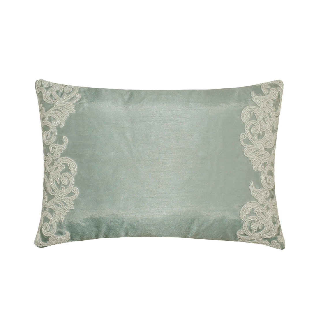 The HomeCentric Luxury Lumbar Pillow Cover Light Bllue, 12"x18" (30x45 cm) Sik Bead Hand ...