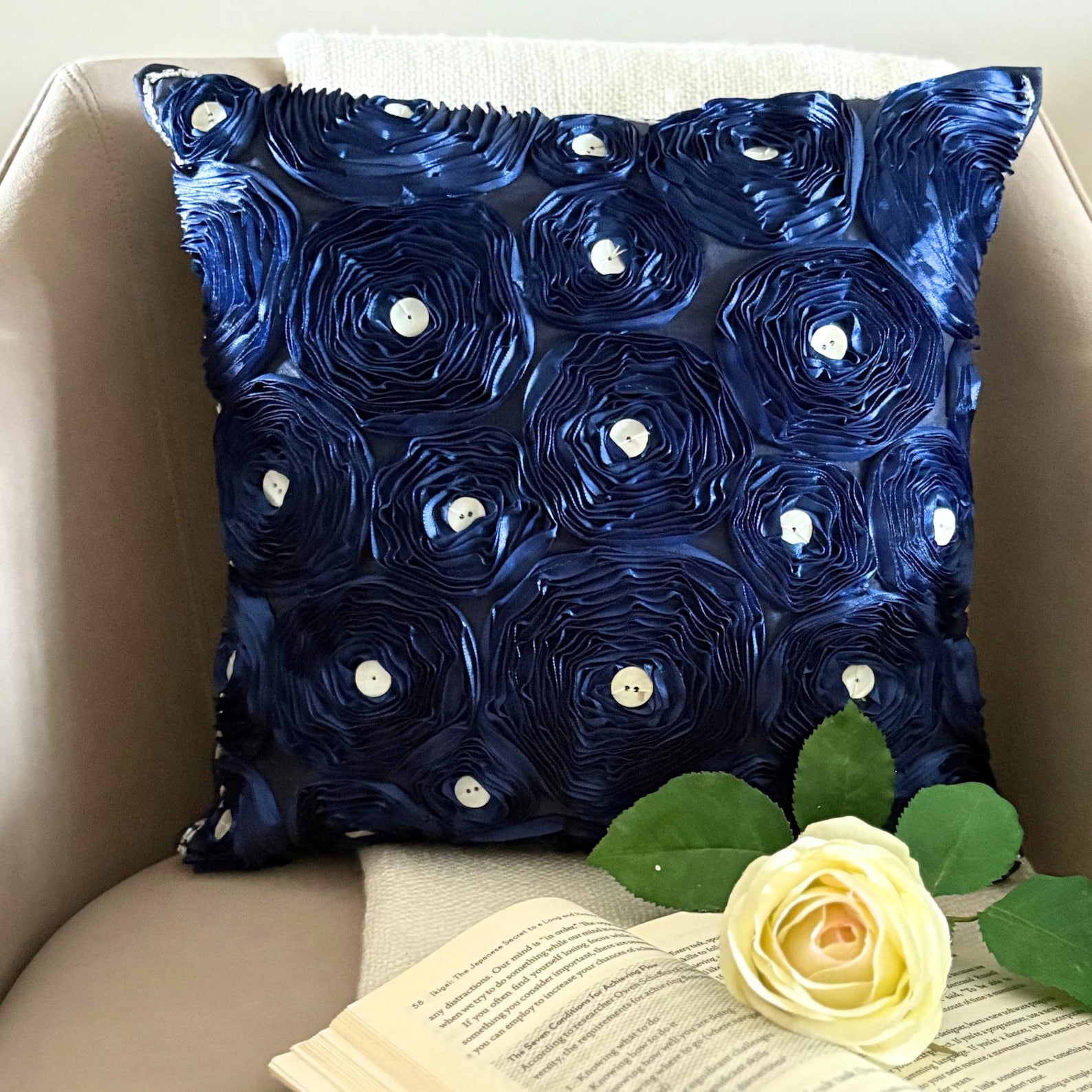 The HomeCentric Navy Blue Pillow Cover Pack of 2, 24x24 inch (60x60 cm ...