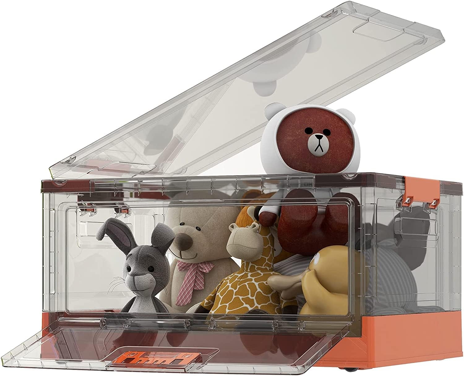 HomeCloud Folding Storage Box with Lid Large Clear Collapsible ...