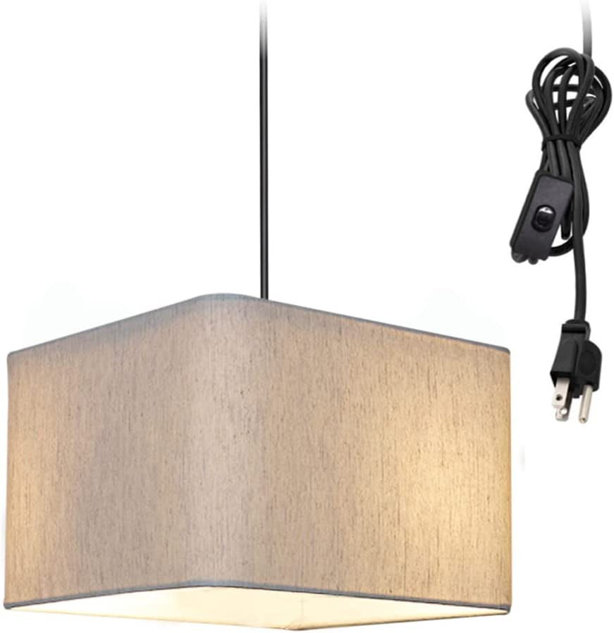 HomeConcept 1 Light Swag Plug-in Pendant 14" w Textured Oatmeal, Black ...