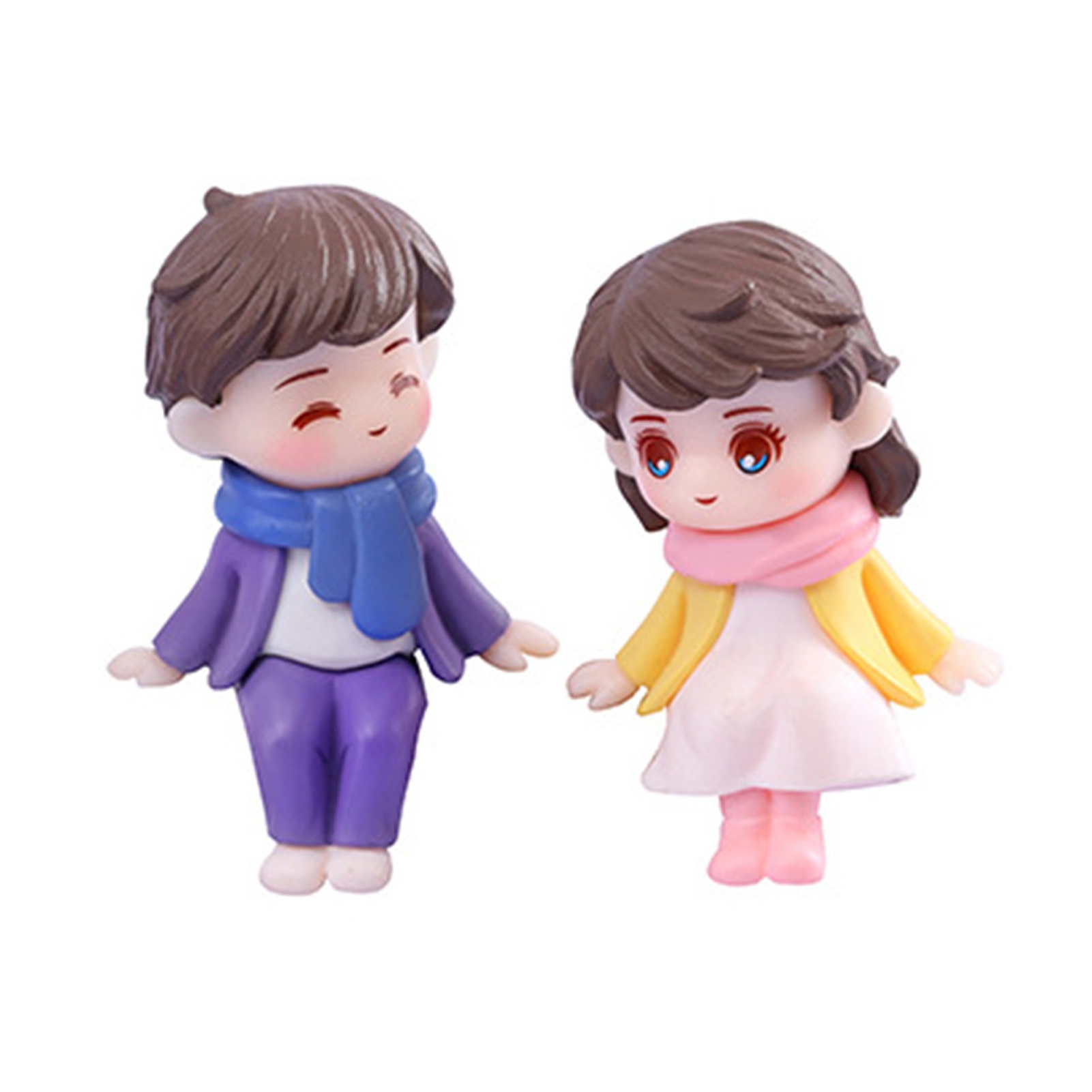 HomeCozy 1 Pair Couple Statue Handmade Plastic Cute Miniature Scarf ...