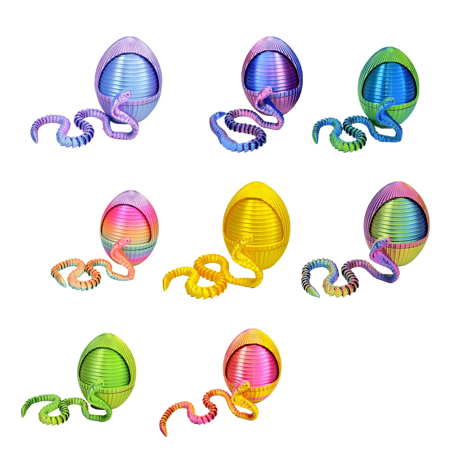 HomeCozy 1 Set 3D Printed Snake Egg Figurine Movable Joints Snake ...