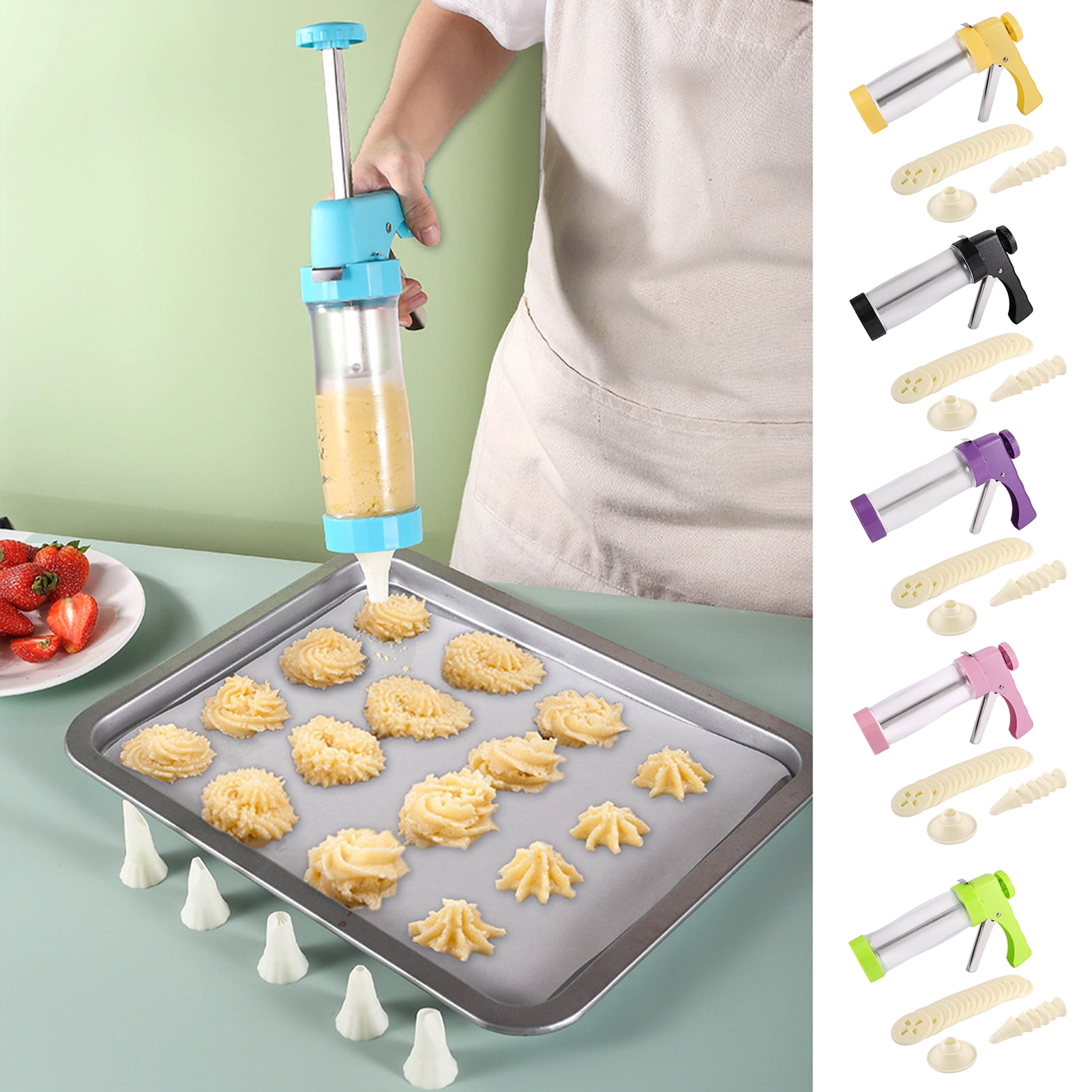 HomeCozy 1 Set Cookie Press Stainless Steel Cookie Maker Kit Easy to ...