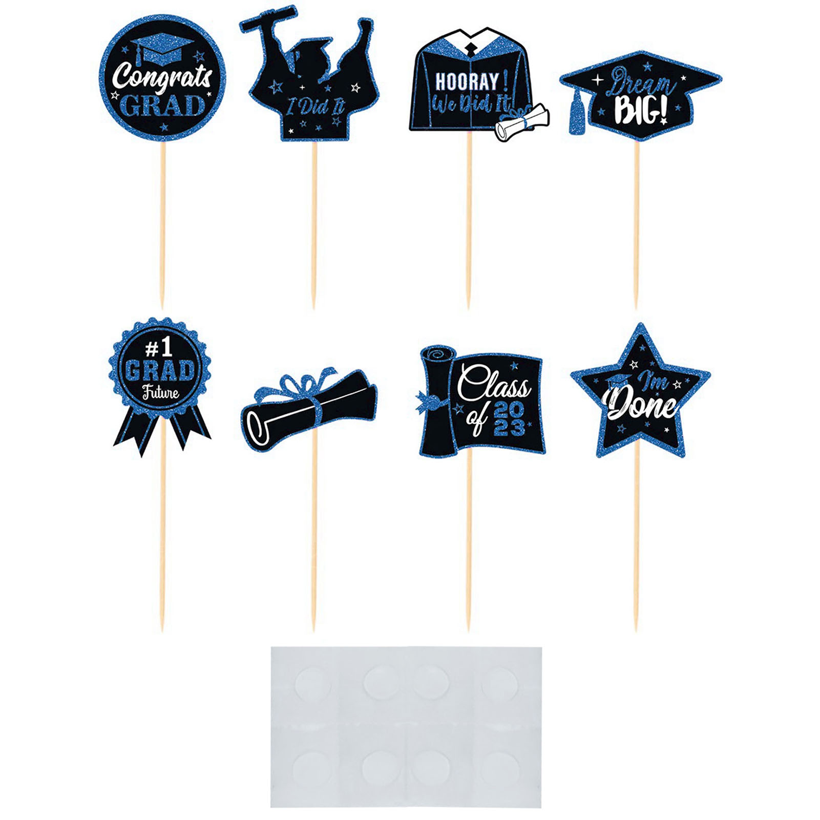 HomeCozy 1 Set Cupcake Topper with Bamboo Sticks Glitter Hat Diploma ...