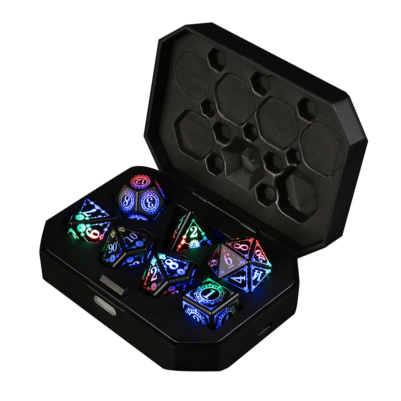 HomeCozy 1 Set LED Light-up Dice USB Rechargeable RGB Glowing Multi ...