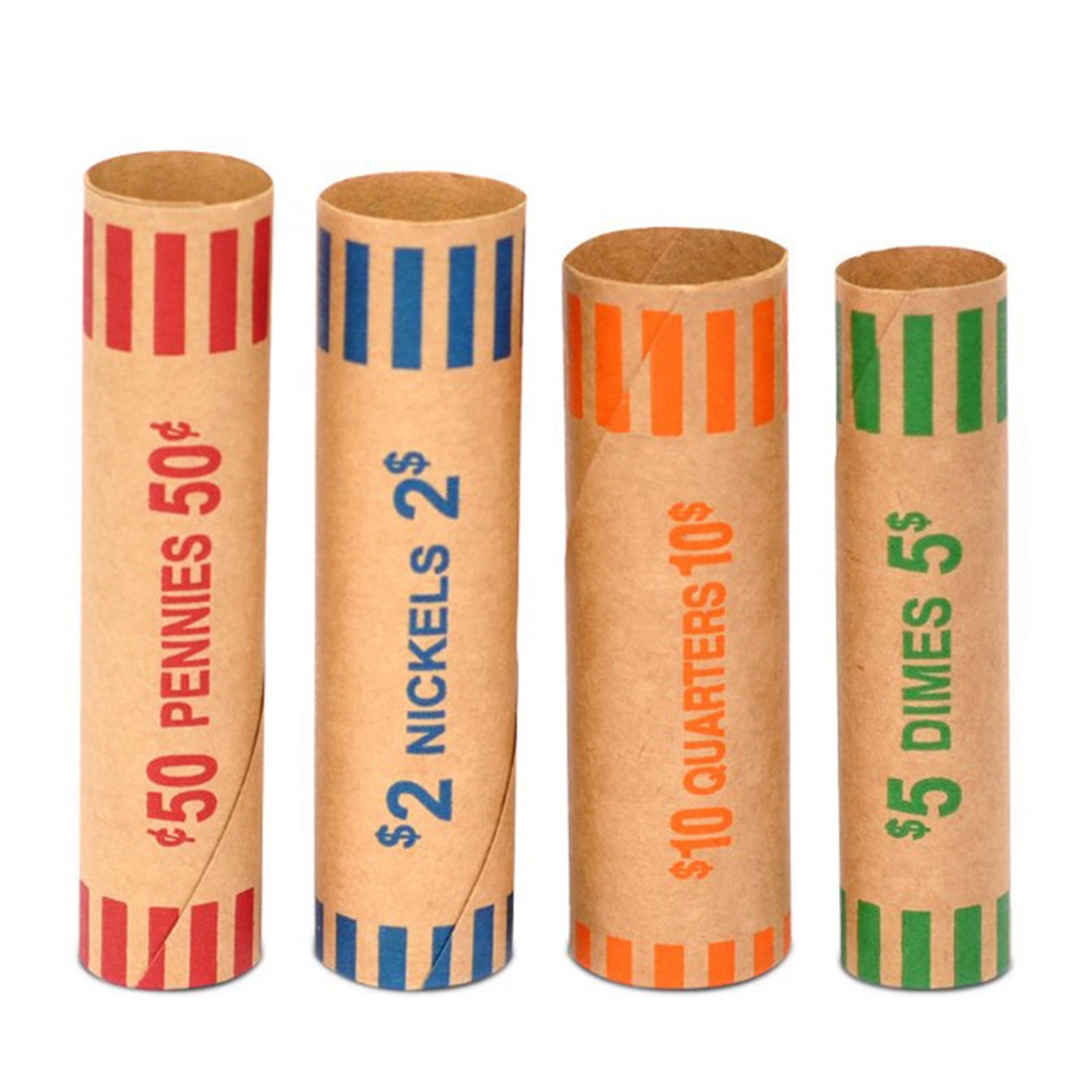 HomeCozy 10Pcs Preformed Coin Wrappers Assorted Color-Coded Rolls ...
