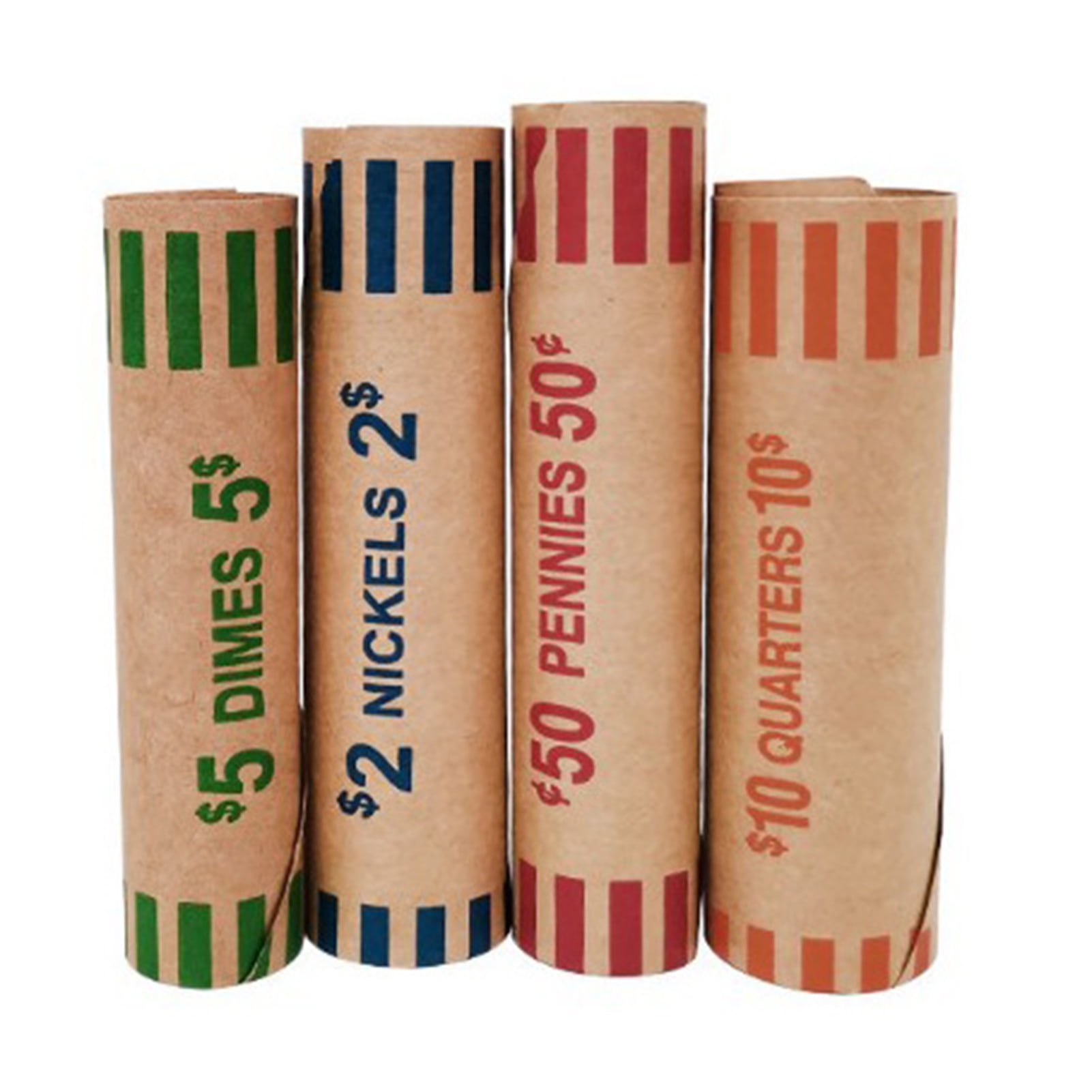 HomeCozy 10Pcs Preformed Coin Wrappers Assorted Color-Coded Rolls ...