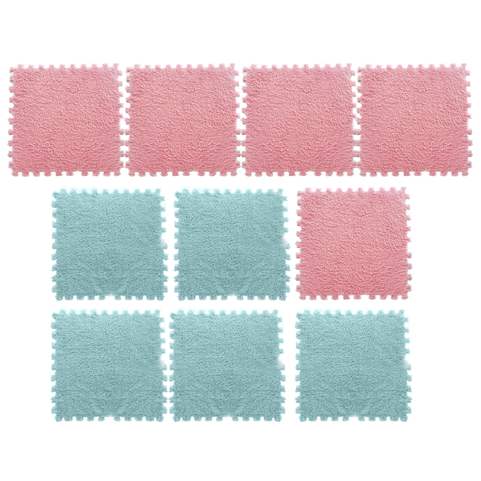 HomeCozy 10Pcs/Set Puzzle Carpet Shaggy Easy Installation Square Fluffy ...