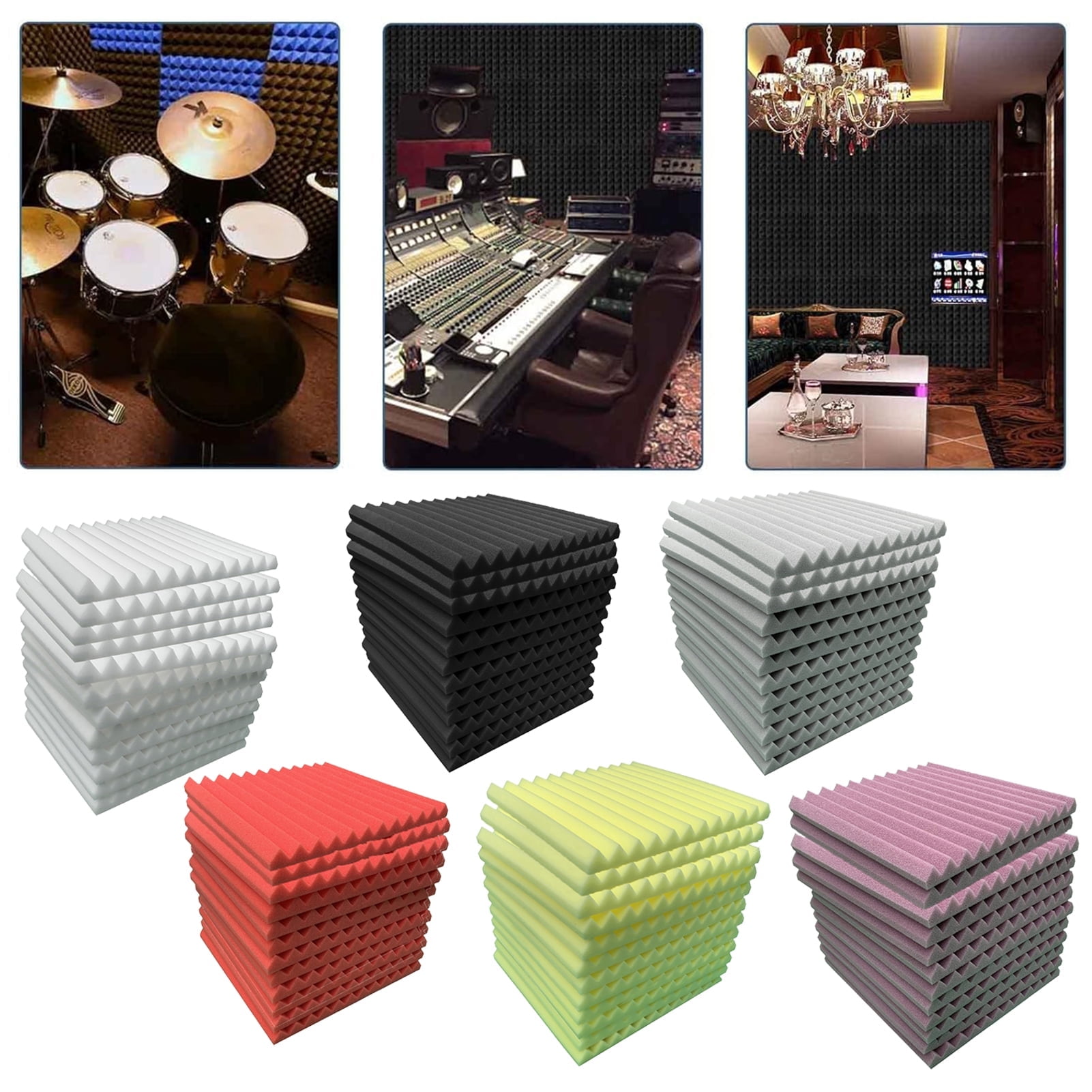 HomeCozy 12 Pcs Soundproof Foam Panels 1 X 12 X 12 Inches High-Density ...