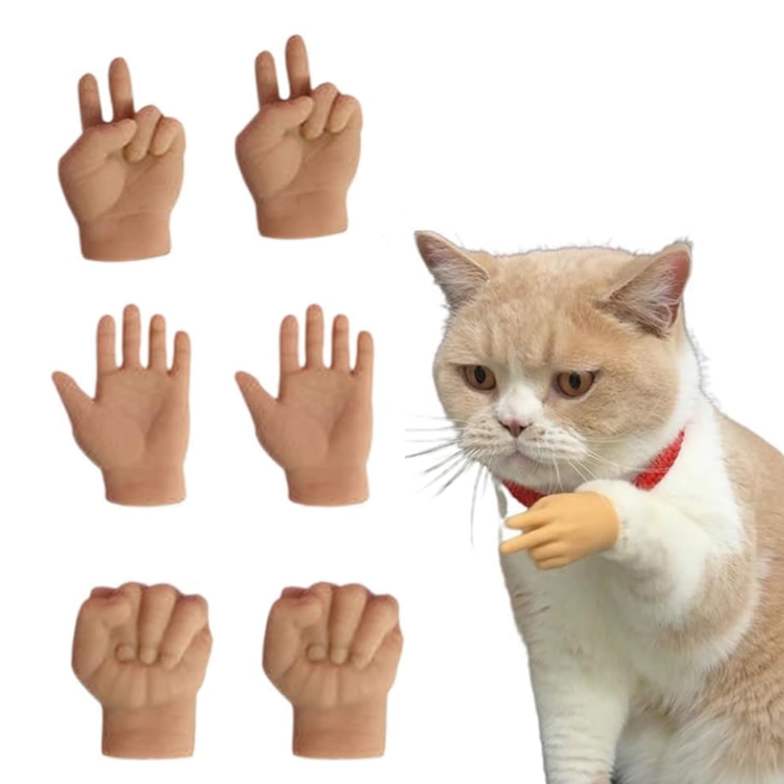 HomeCozy 3Pcs Tiny Finger Hand Cat Toy Rock Paper Scissor Shape ...