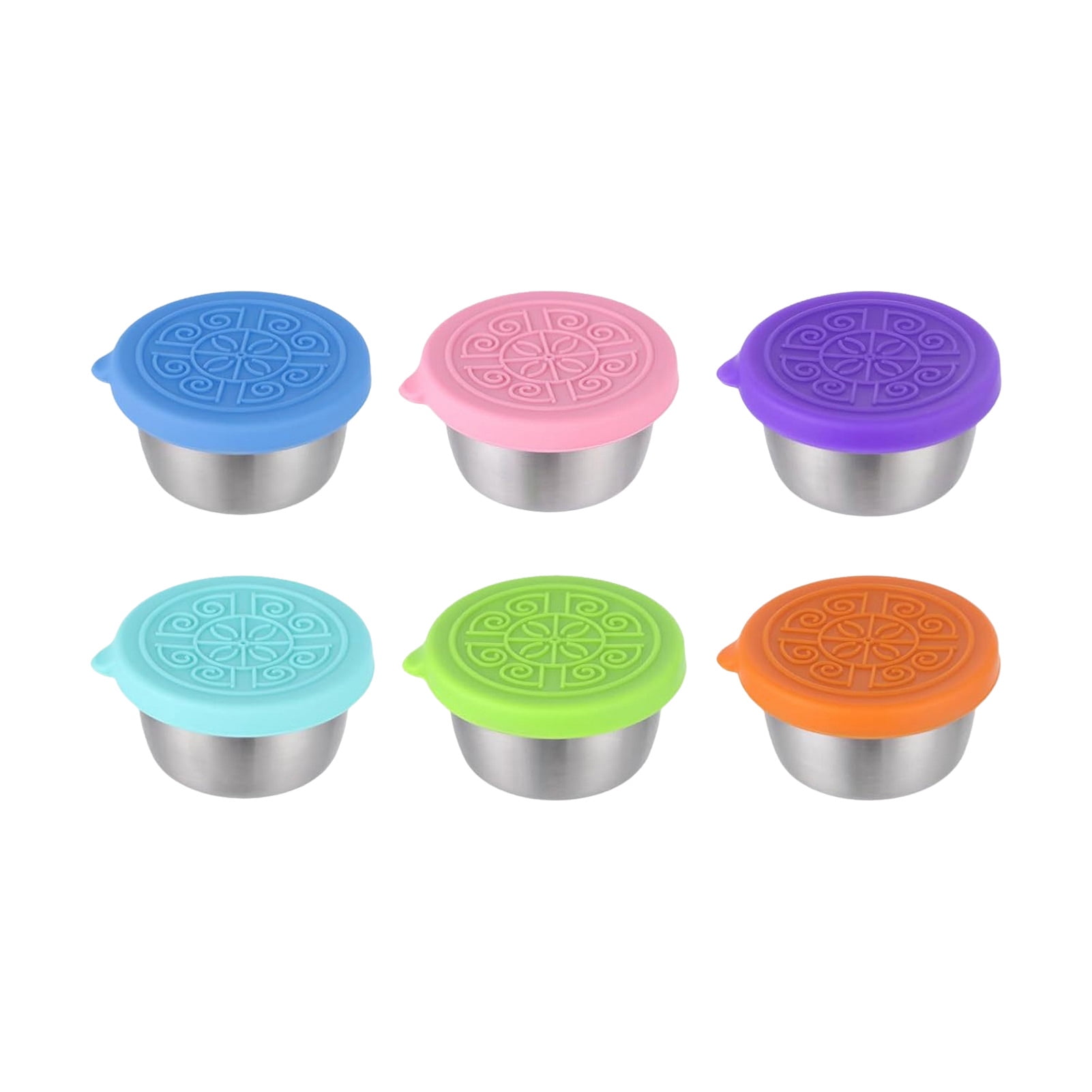 HomeCozy 40ml Stainless Steel Sauce Cup Leakproof Silicone Lid Reusable ...