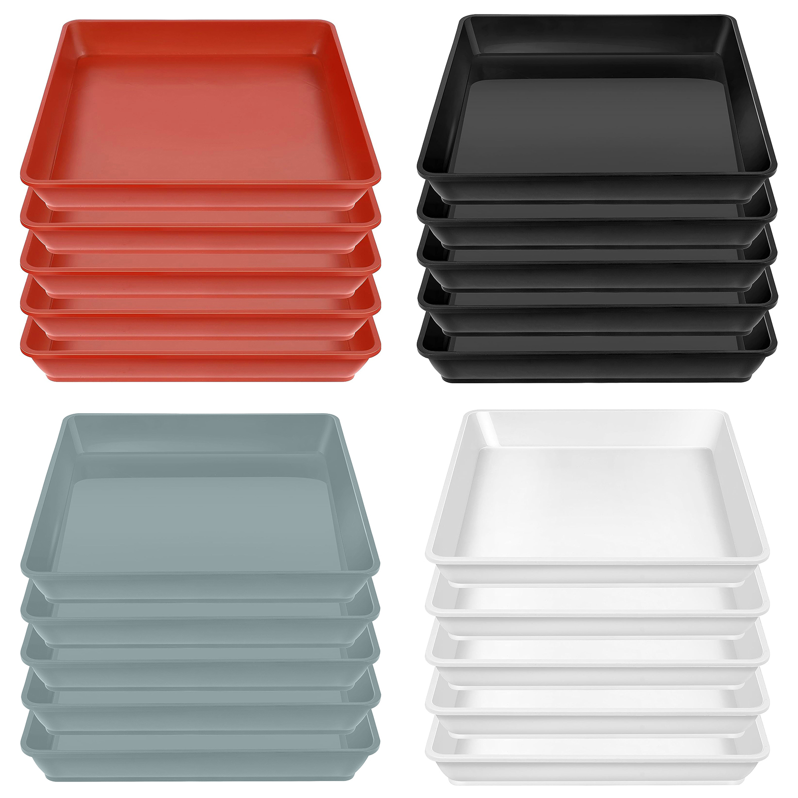 HomeCozy 5Pcs Square Flower Pot Trays Plastic Catch Excess Water Soil ...