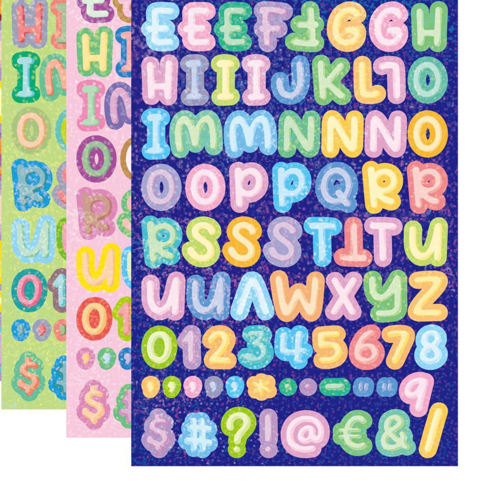 HomeCozy 6 Sheets English Letter Sticker Self-adhesive Vinyl Iridescent ...