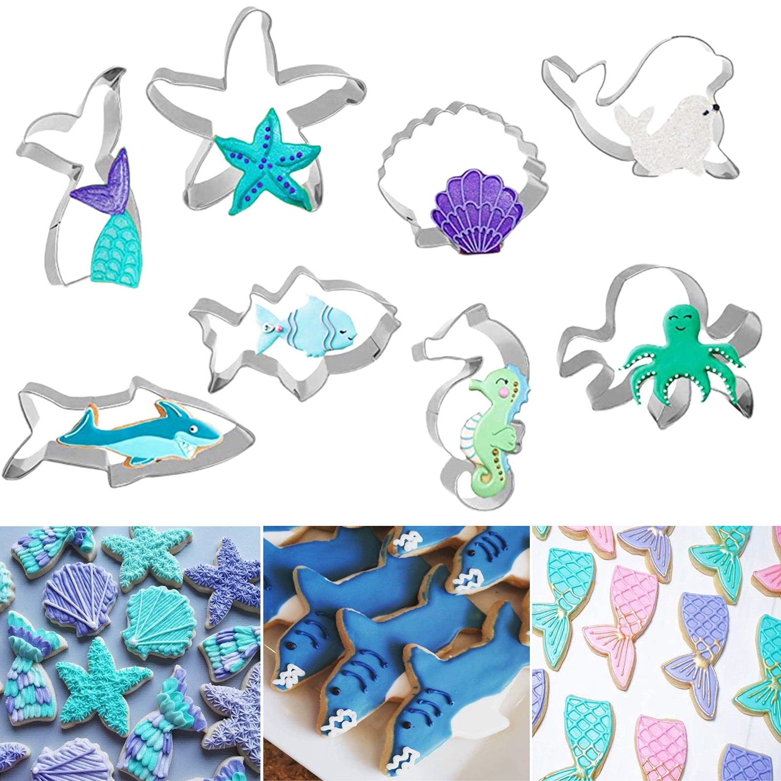 HomeCozy 8Pcs Ocean Animal Cookie Cutters Mermaid Tail Starfish ...