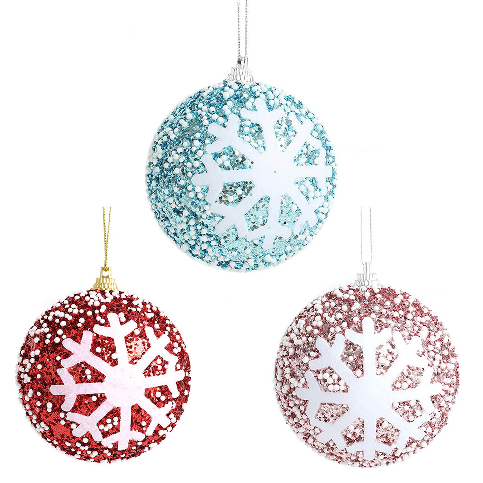 HomeCozy 8cm Christmas Tree Color Ball Snowflake White Foam ...