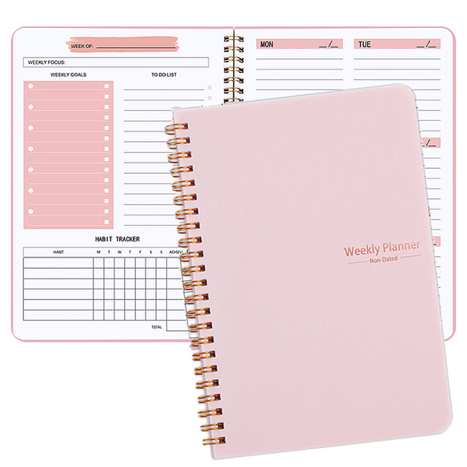 HomeCozy A5 Weekly Planner 52 Week English Daily Notebook Thick Paper ...