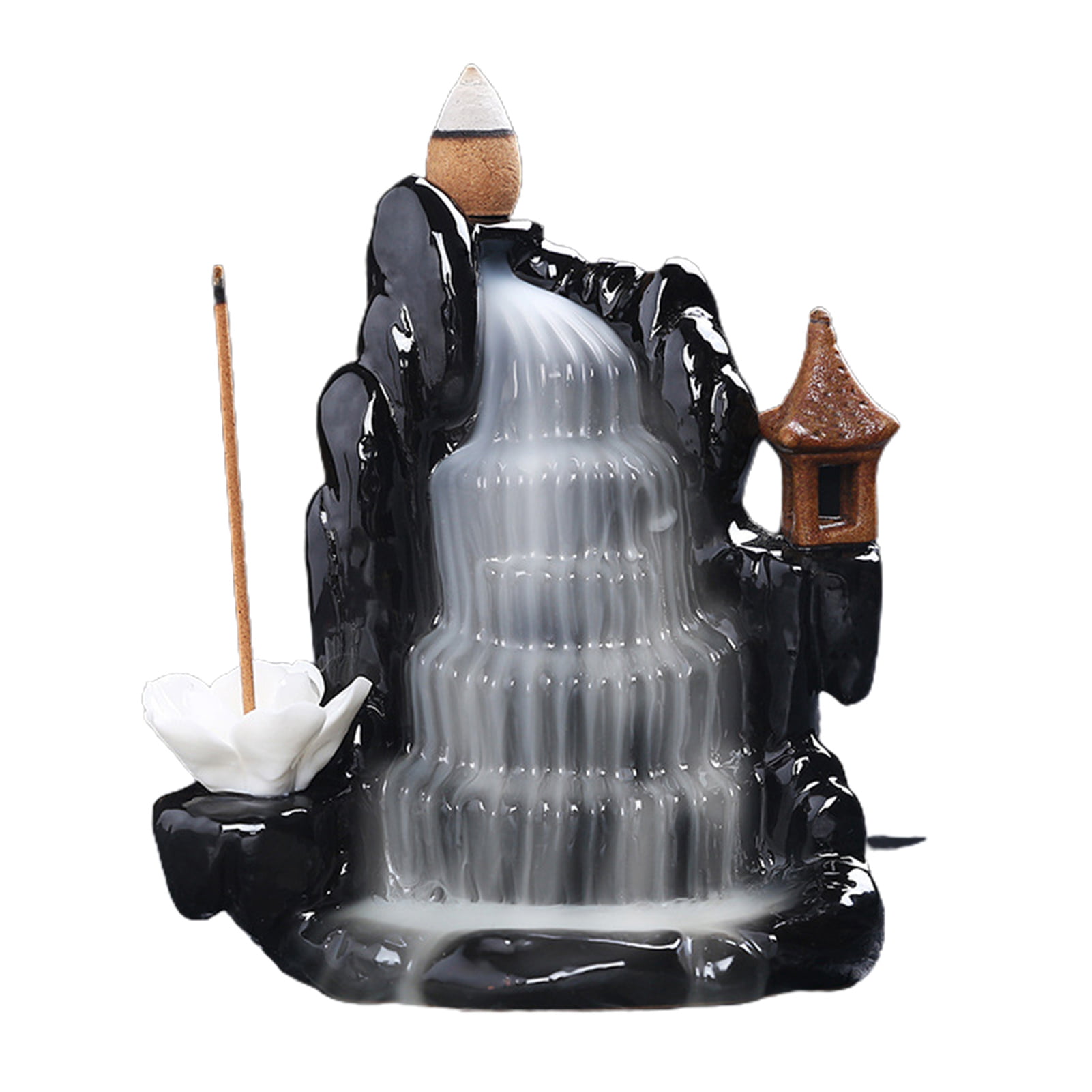 HomeCozy Backflow Incense Burner Waterfall Ceramic Smoke Censer ...