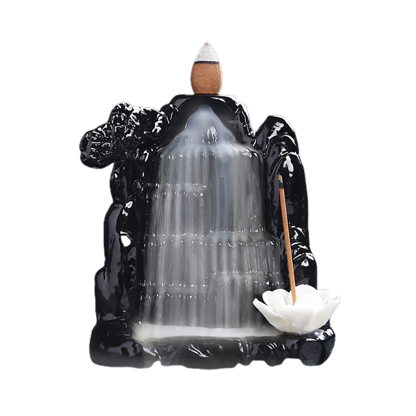 HomeCozy Backflow Incense Burner Waterfall Ceramic Smoke Censer ...