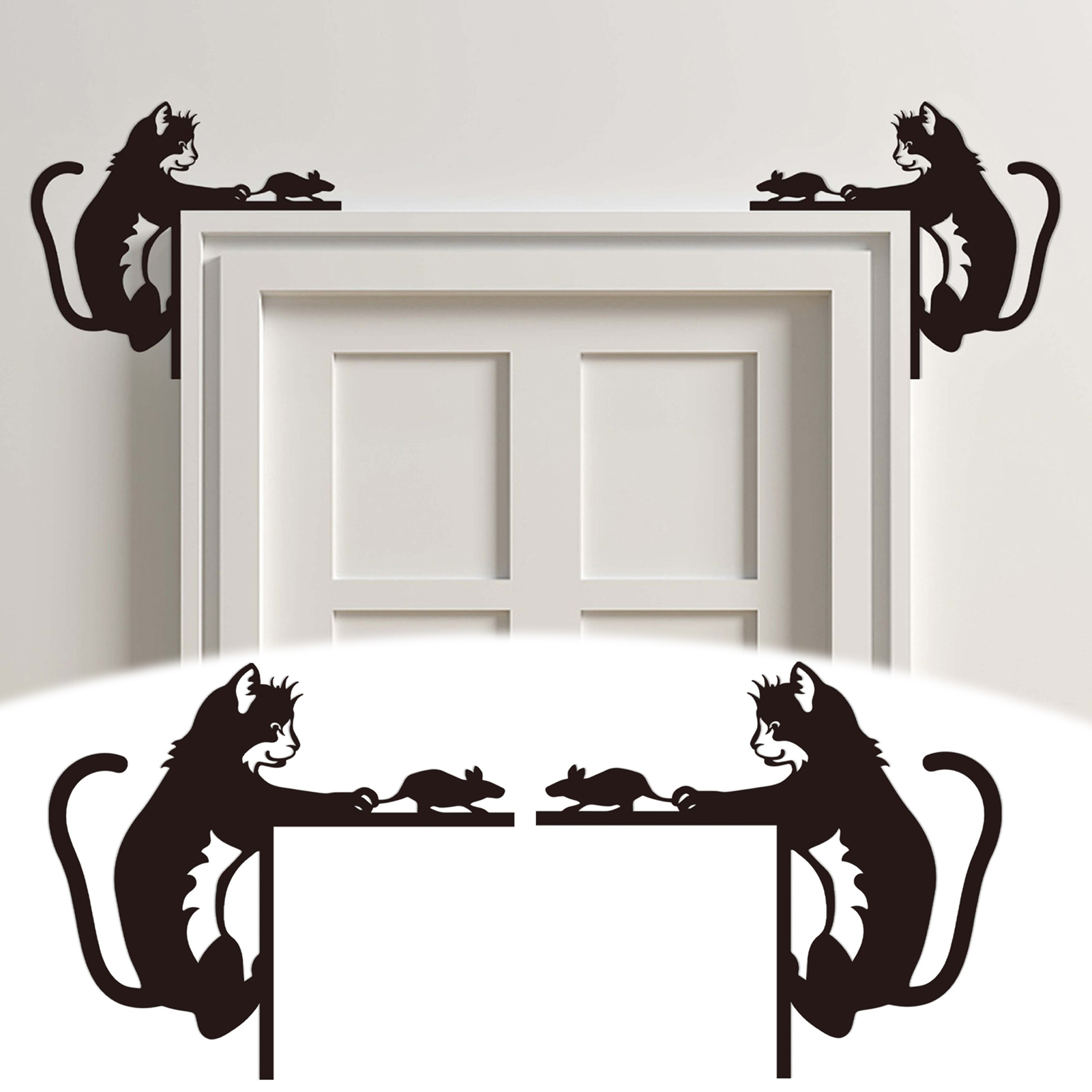 HomeCozy Black Cat Door Topper Wooden Cat And Mouse Door Frame ...
