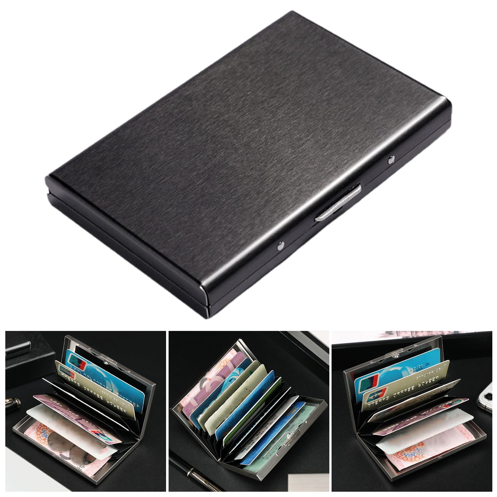 HomeCozy Card Box RFID Blocking Metal Card Holder 6 Card Slot Safe ...