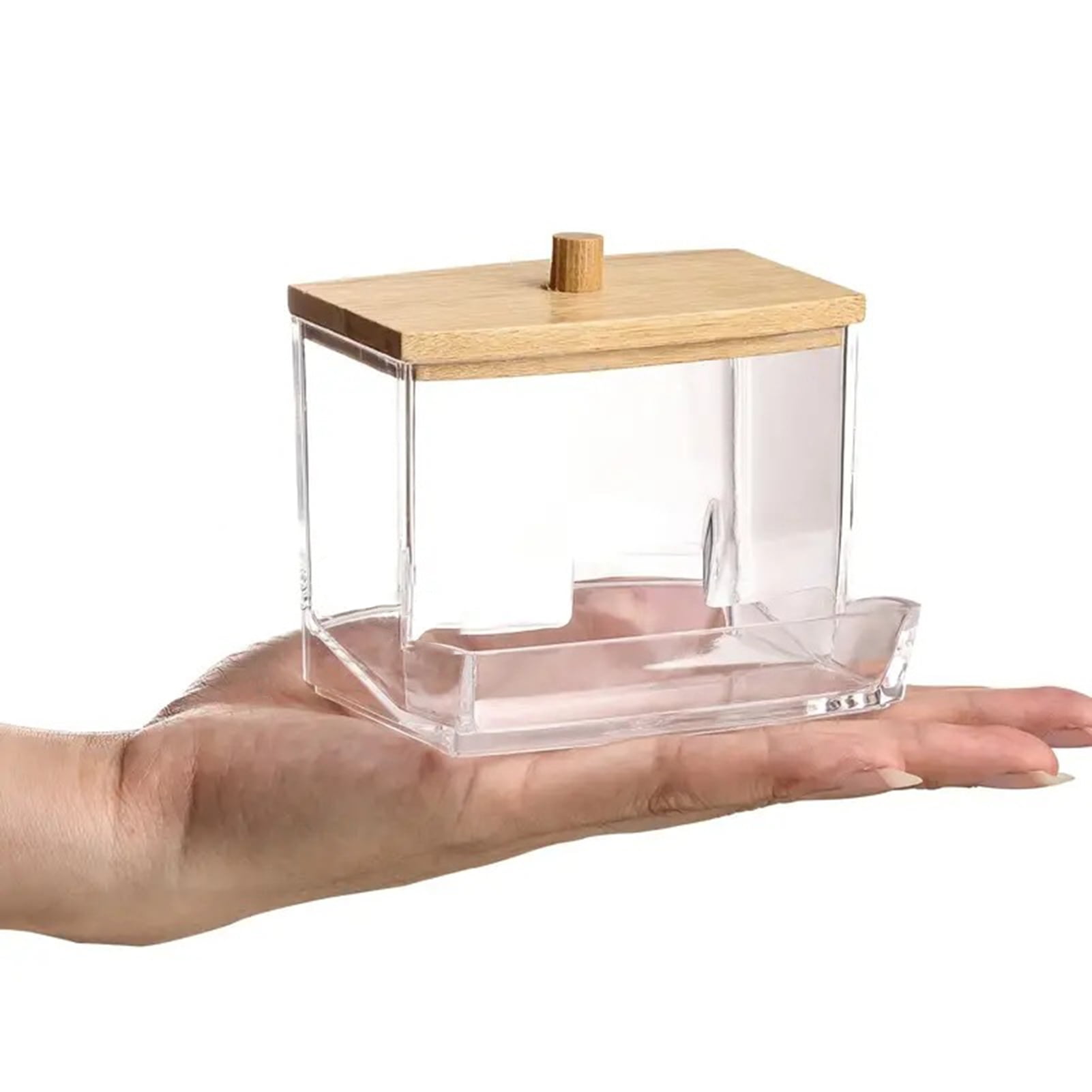 HomeCozy Cotton Swab Box with Lid Dustproof Transparent Visible Design ...