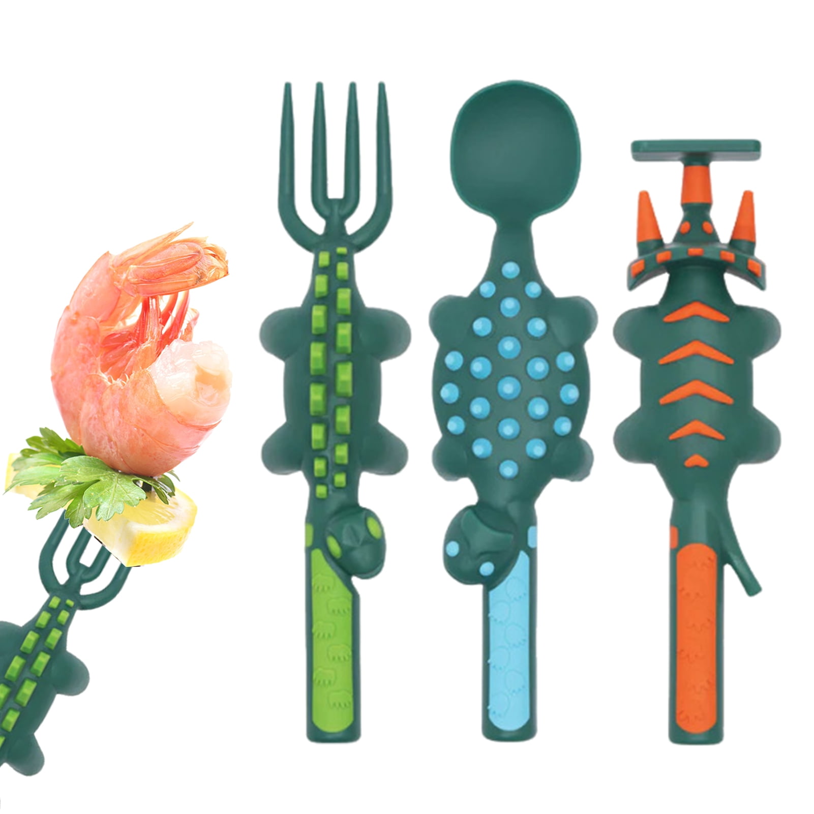 HomeCozy Dinosaur Toddler Utensils Set Fork Spoon Pusher Kids Cutlery ...