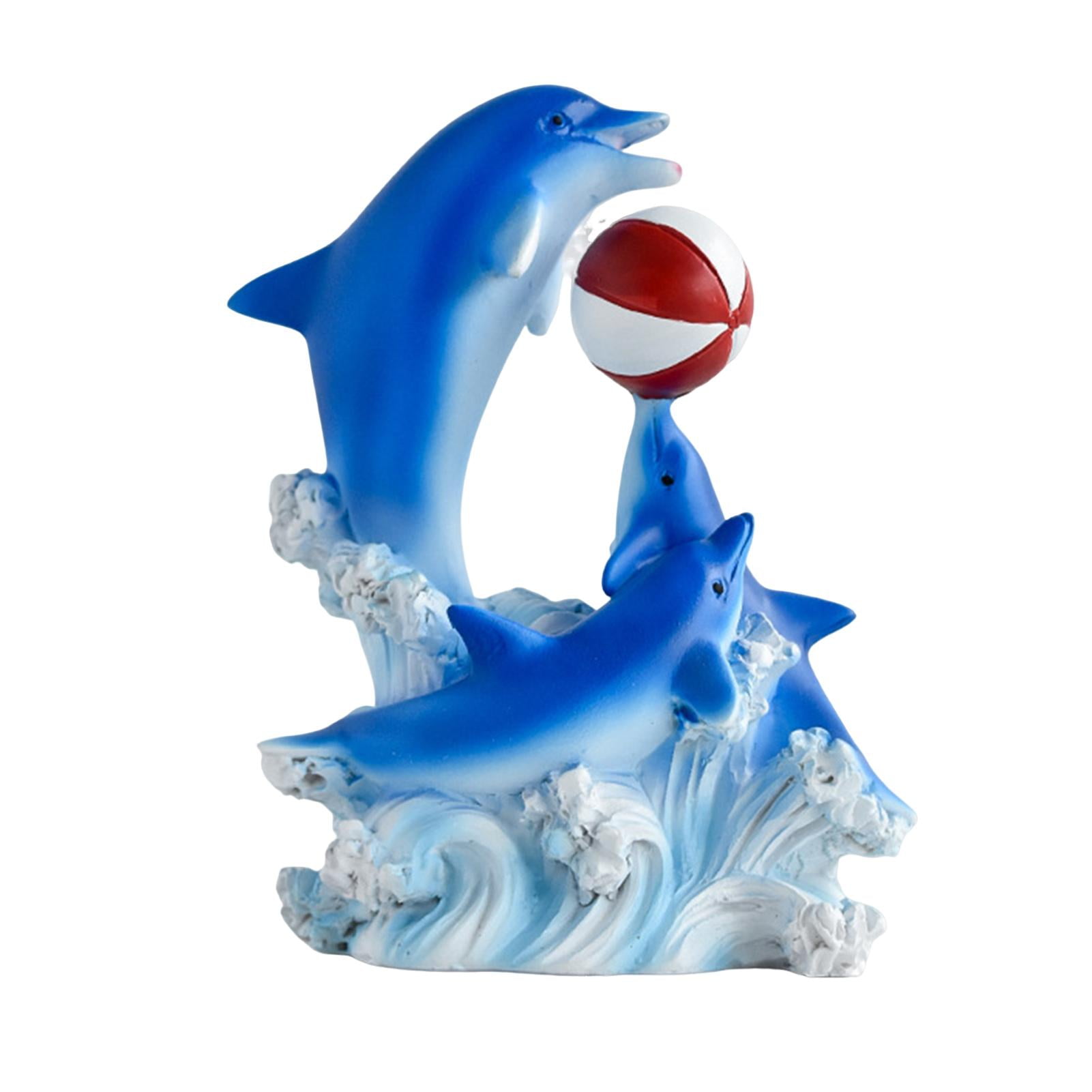 HomeCozy Dolphin Figurine Collectible Tabletop Resin Dolphin Statue ...