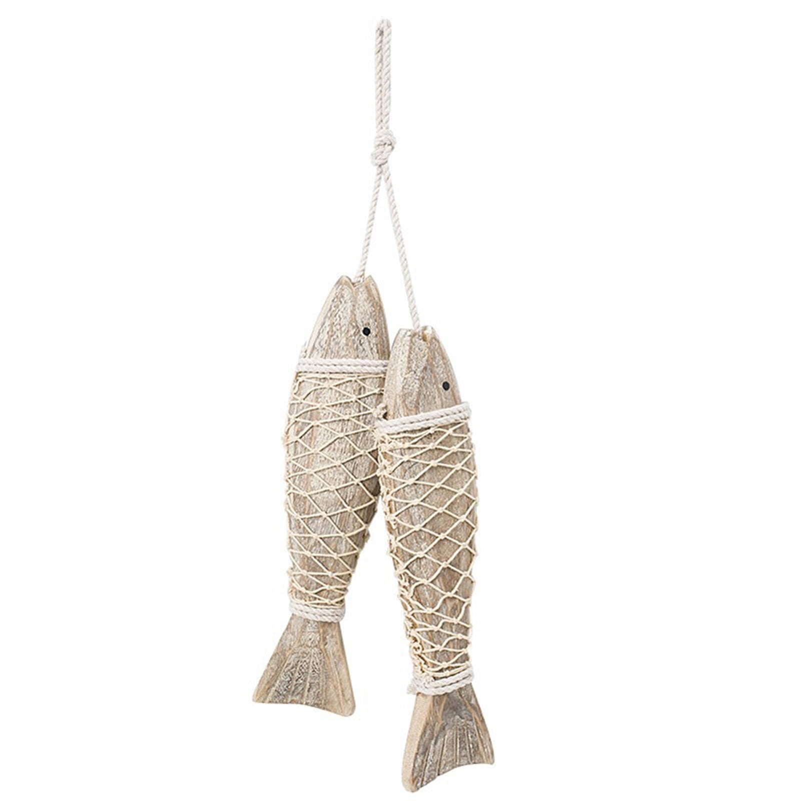 HomeCozy Fish Skewer Ornament Fine Workmanship Sturdy Pine Wall Wooden ...