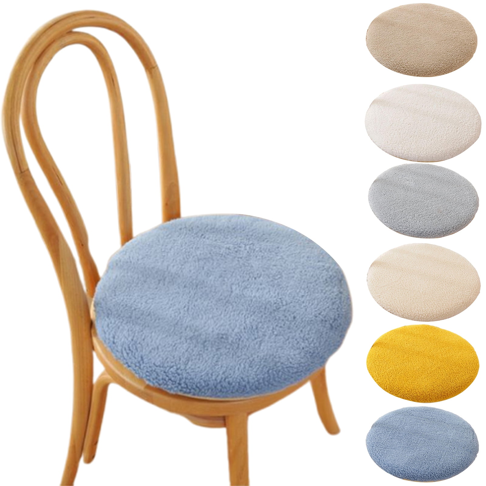 HomeCozy Fleece Round Chair Cushion Plush Faux Lambswool Seat Pad with ...